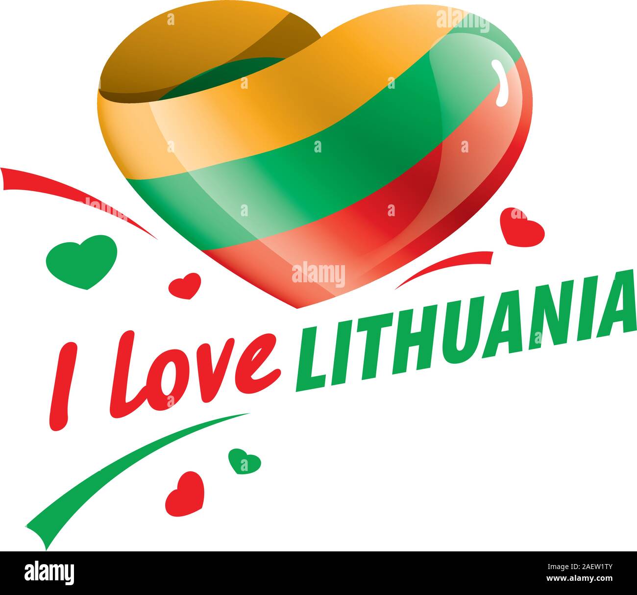 The national flag of the Lithuania and the inscription I love Lithuania ...