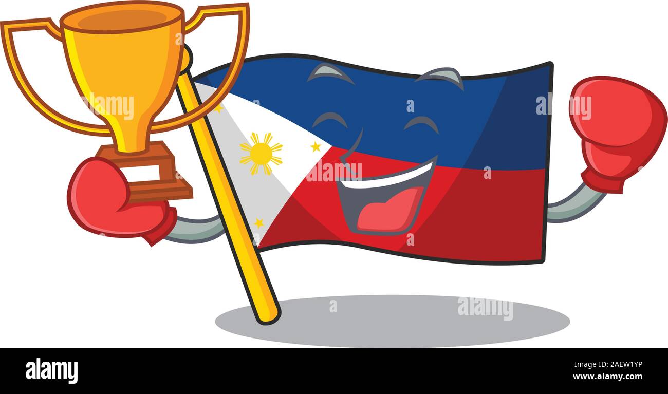 Super cool Boxing winner flag philippines in mascot cartoon style Stock ...