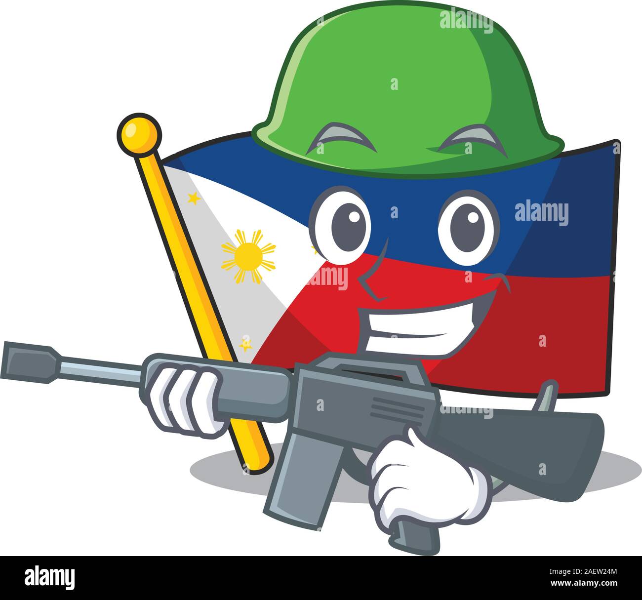 A cartoon style of flag philippines Army with machine gun Stock Vector ...