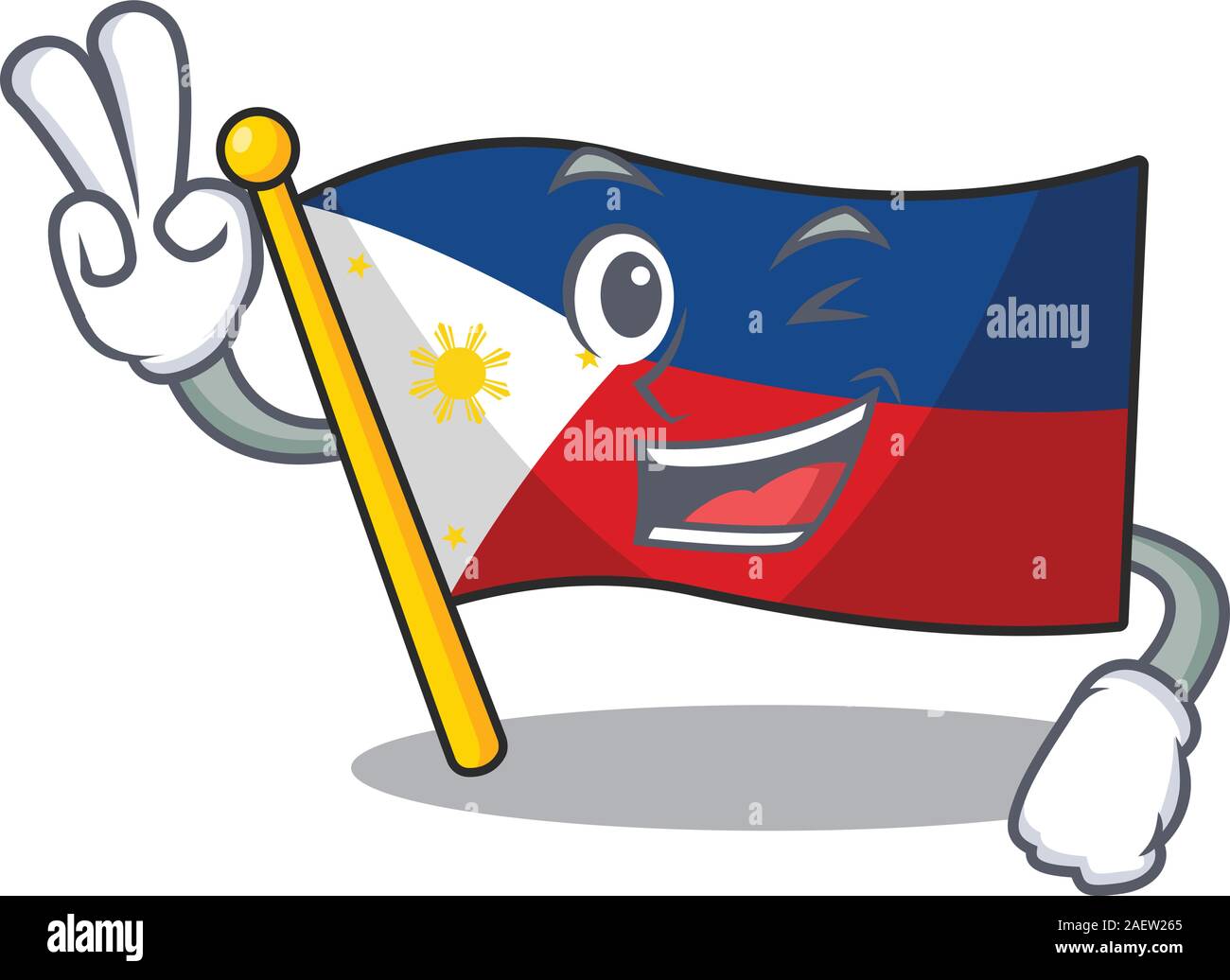 Flag philippines Character cartoon style with two fingers Stock Vector ...