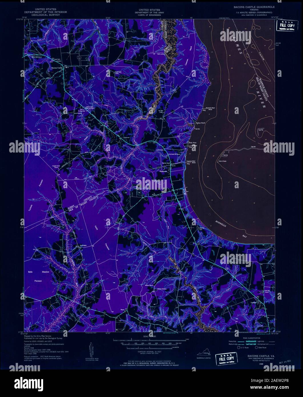 VA Bacons Castle 184003 1948 24000 Inverted Stock Photo - Alamy