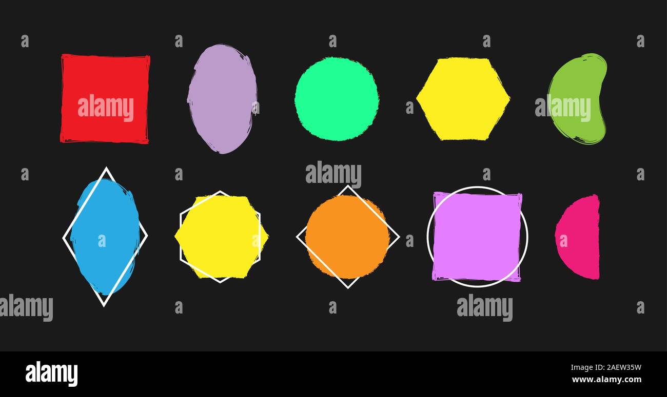 Geometric shapes with ragged edges for design. Simple flat style ...