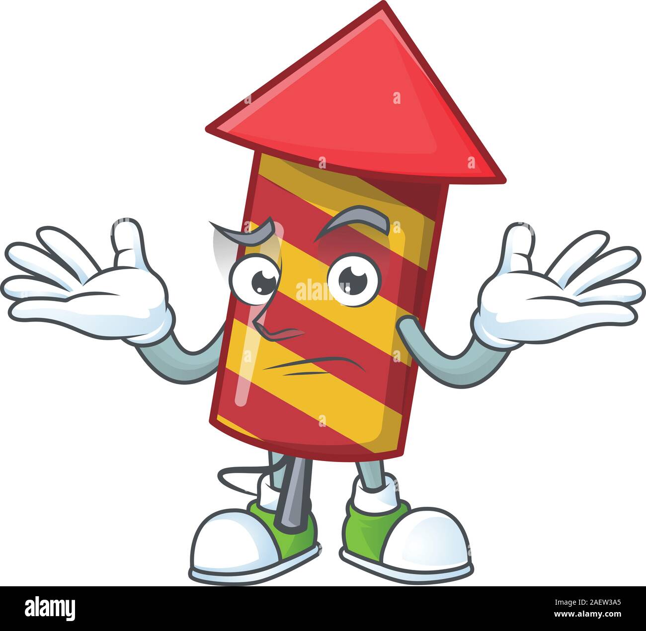 Super Cool Grinning red stripes fireworks rocket mascot cartoon style ...