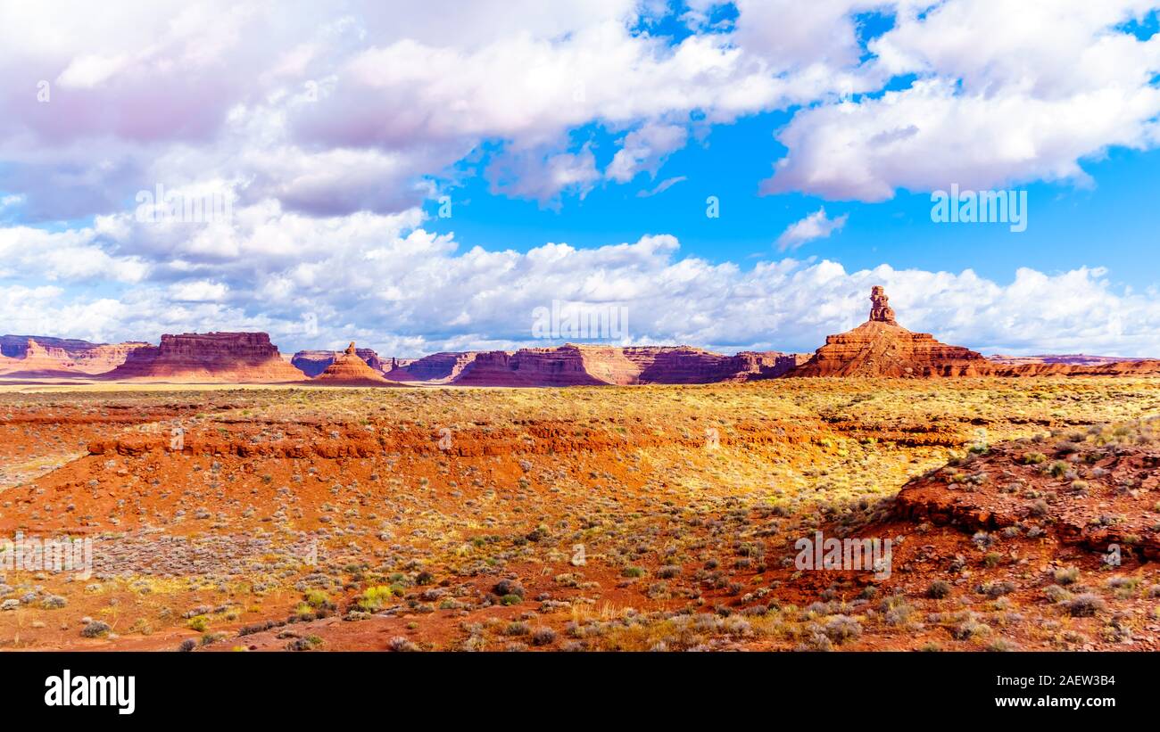 The Red Sandstone Buttes and Pinnacles in the semi desert landscape in ...