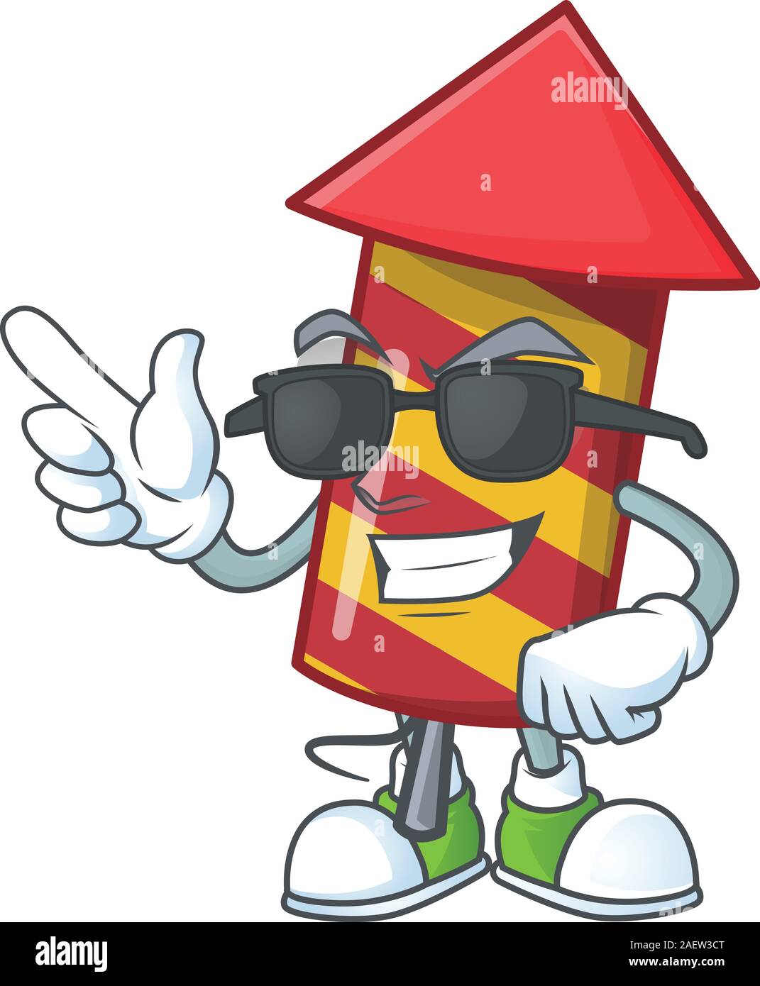 Super cool red stripes fireworks rocket character wearing black glasses ...