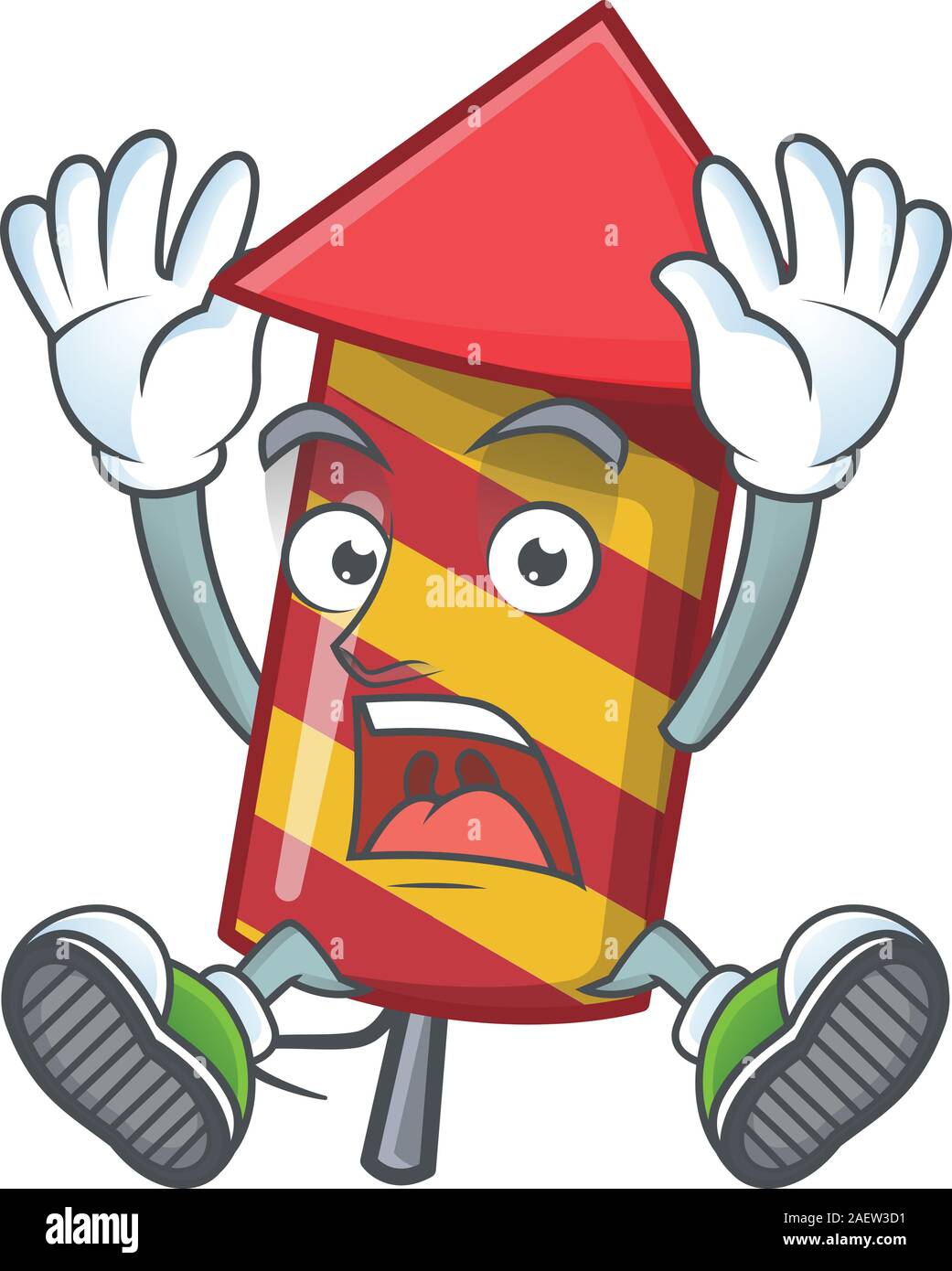 cute red stripes fireworks rocket cartoon character style with shocking ...