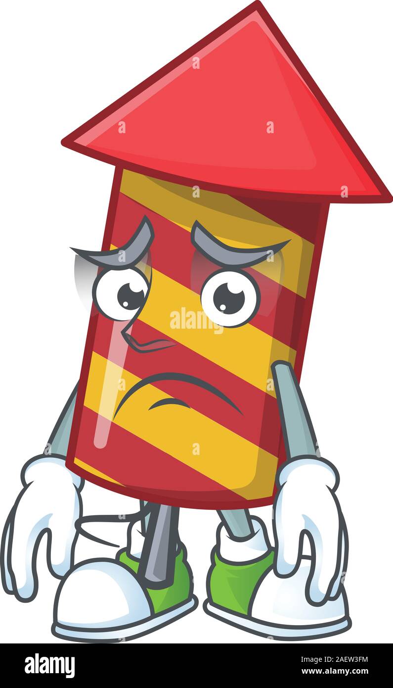 Red stripes fireworks rocket Cartoon character showing afraid look face ...