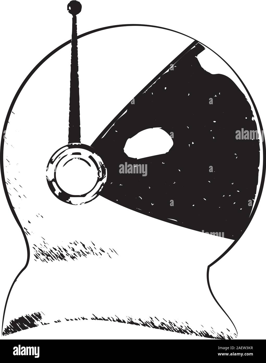 Stylized cartoon spaceman helmet with retro antenna design Stock Vector ...