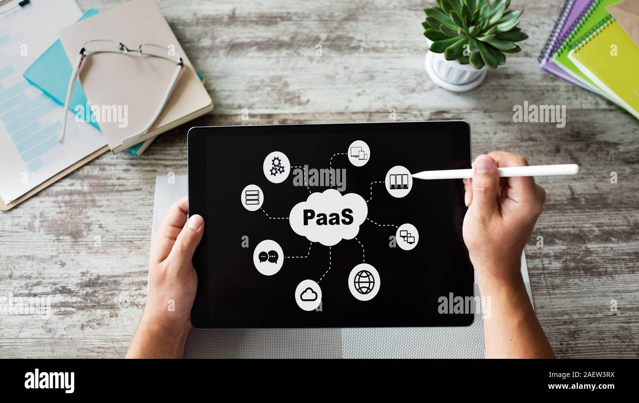 PaaS - Platform as a service. Technology and internet concept on screen ...