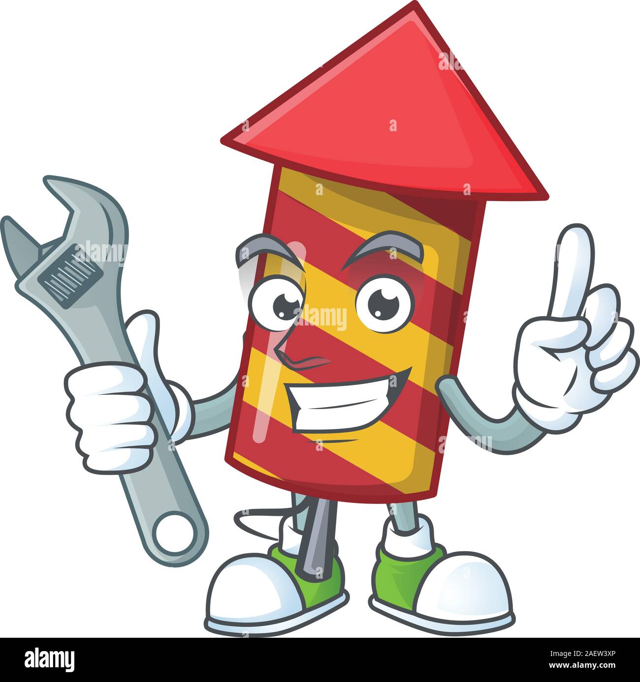Professional Mechanic red stripes fireworks rocket mascot cartoon ...
