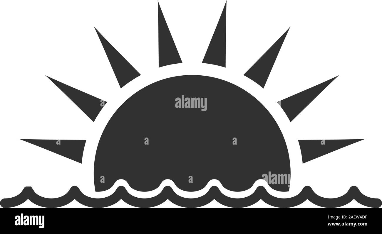 Sun and Sea wave icon. Stock Vector illustration isolated Stock Vector ...