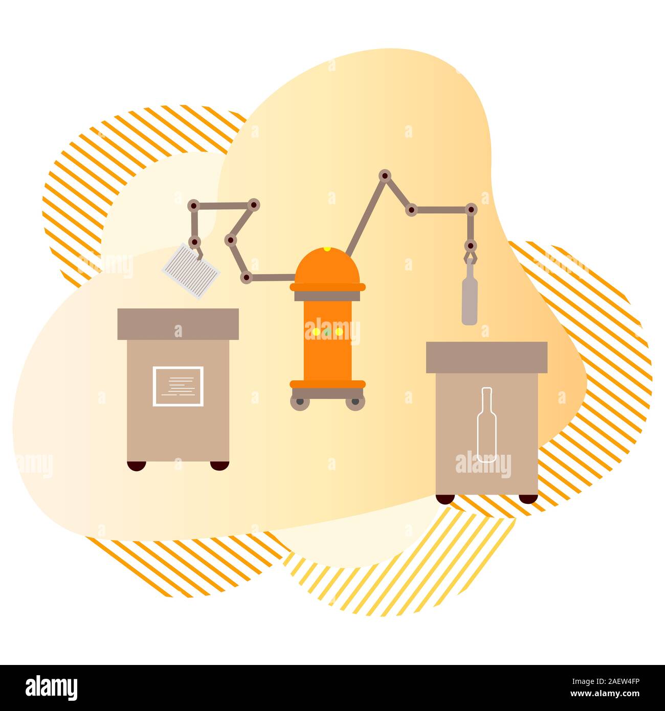 Vector illustration Automated robot sorting garbage on white background ... Vector illustration Automated robot sorting garbage on white background ...