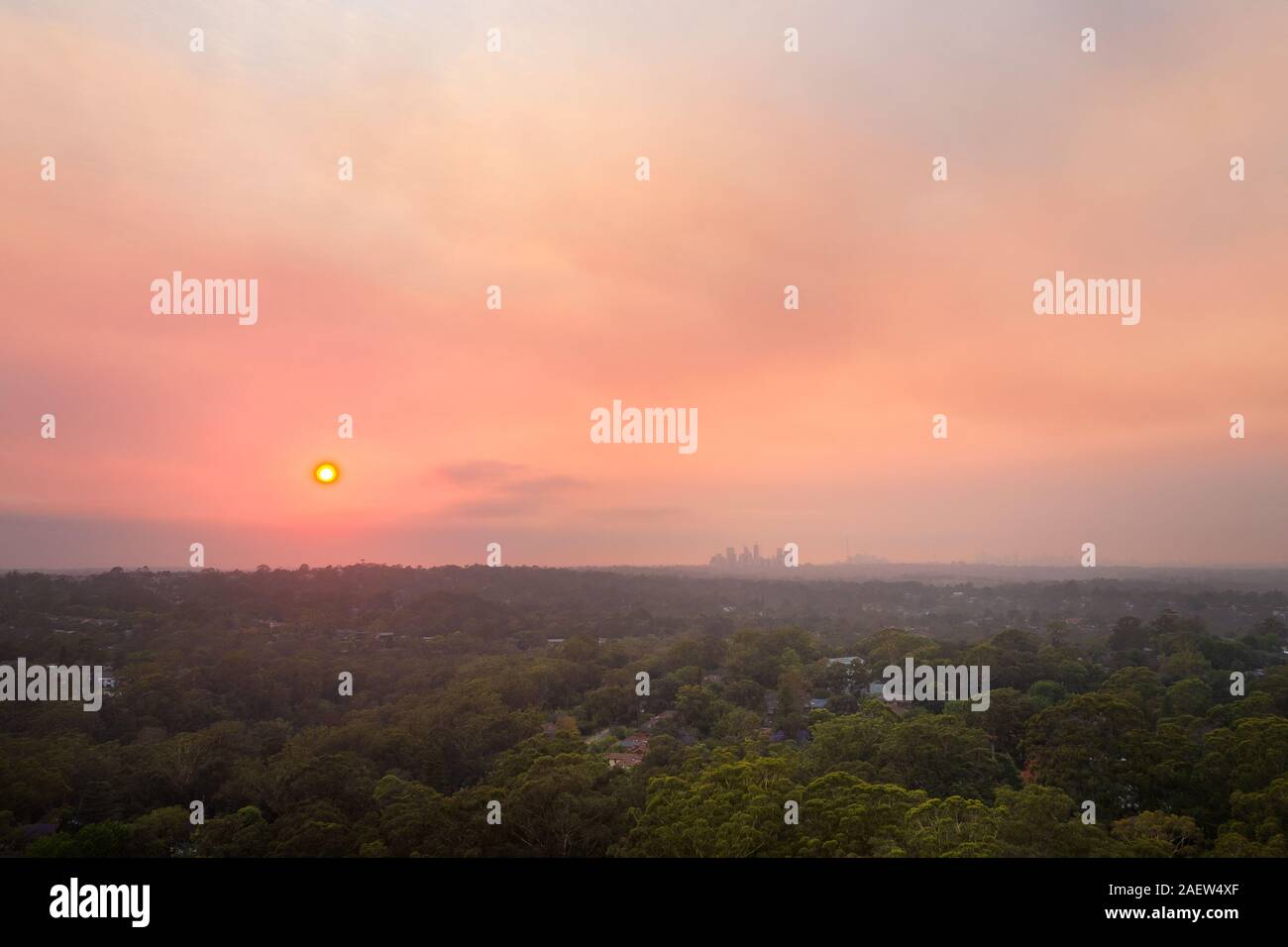 Sydney, Australia - December 6 2019: Bush fire smoke haze causes air ...