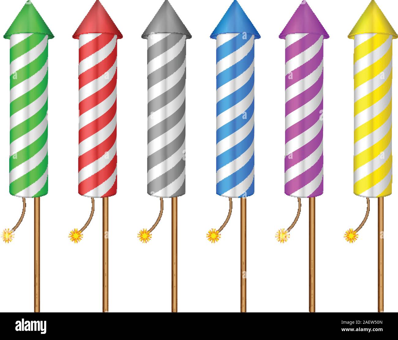 Firework rockets on a white background. Vector illustration Stock ...
