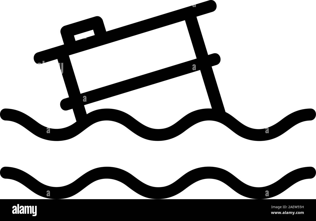 garbage in the ocean icon vector. Isolated contour symbol illustration ...