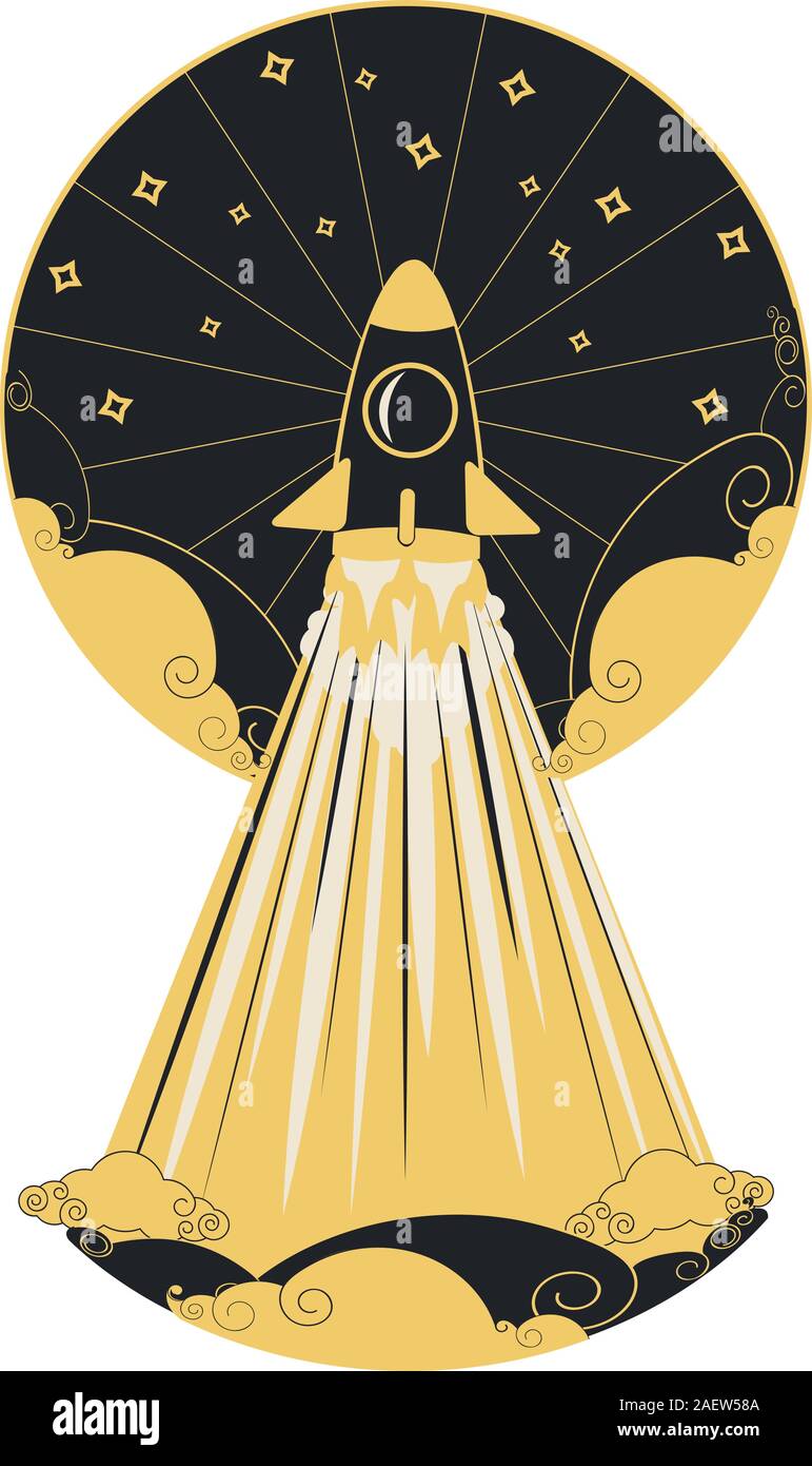 Abstract flying space shuttle poster design, vintage illustration Stock ...