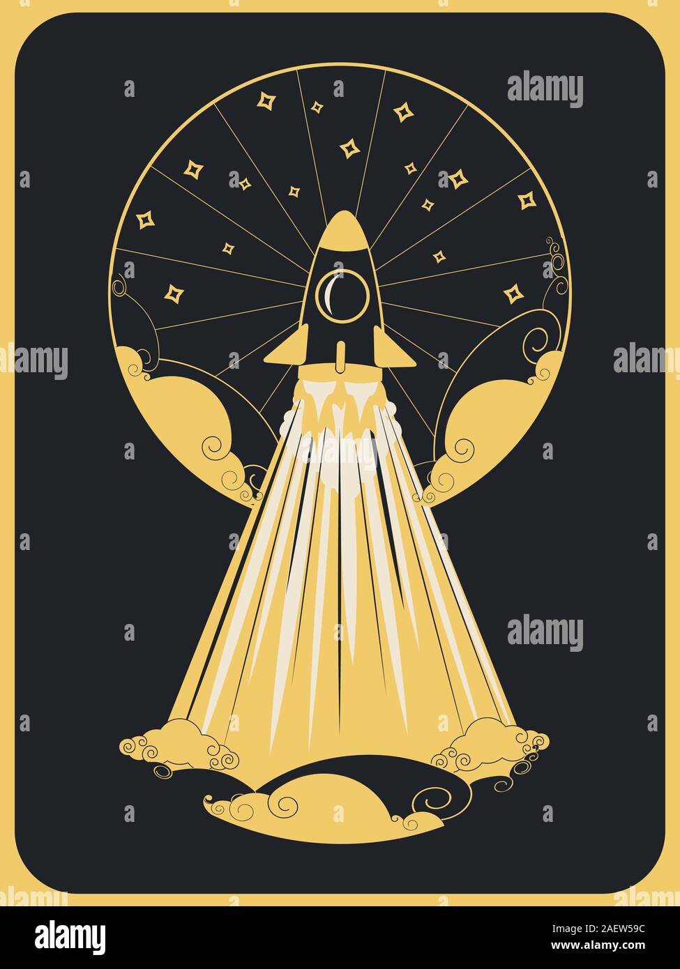 Abstract flying space shuttle poster design, vintage illustration Stock ...