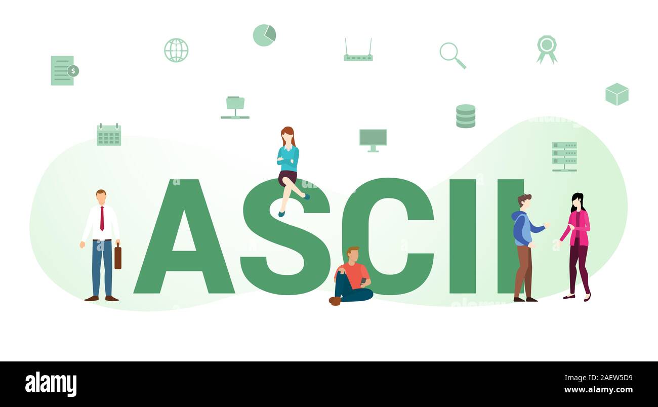 ascii standard technology data concept with big word or text and team ...