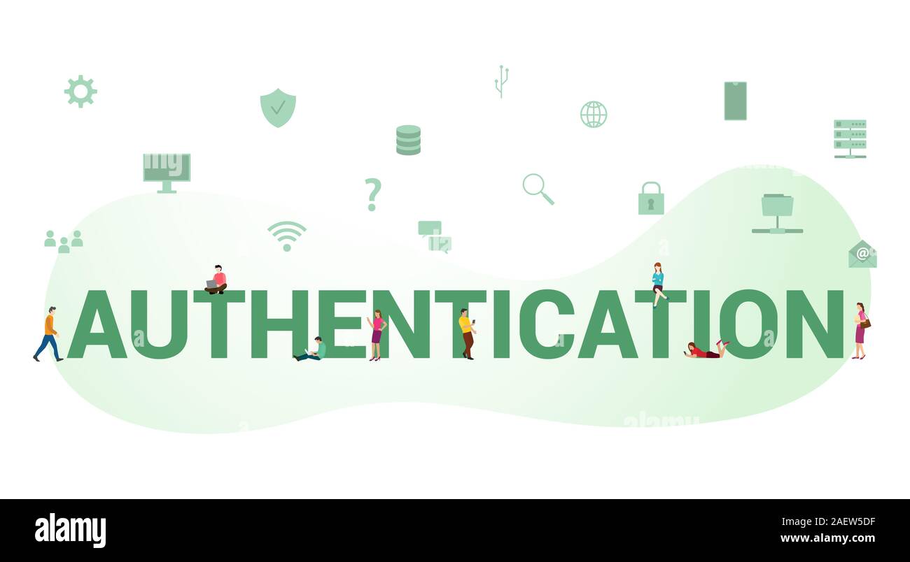 authentication secure login concept concept with big word or text and ...