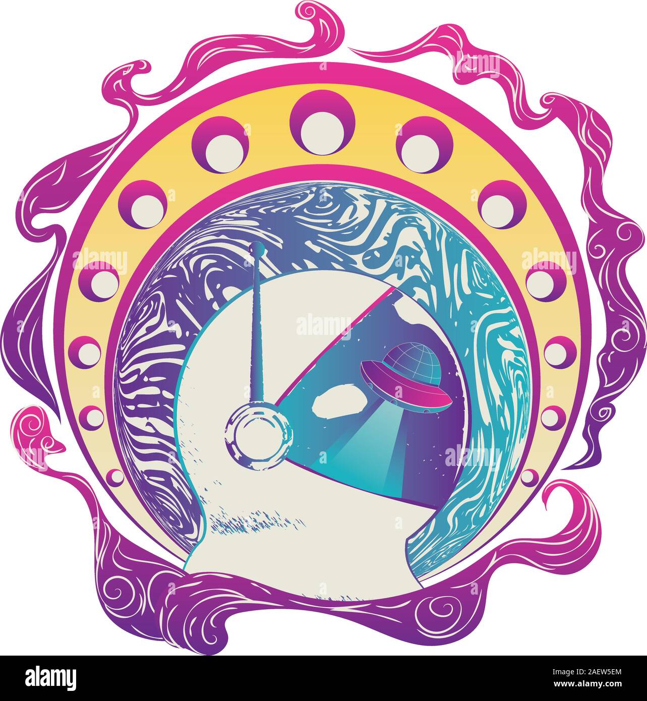 Abstract spaceman helmet with ufo ship design Stock Vector Image & Art ...