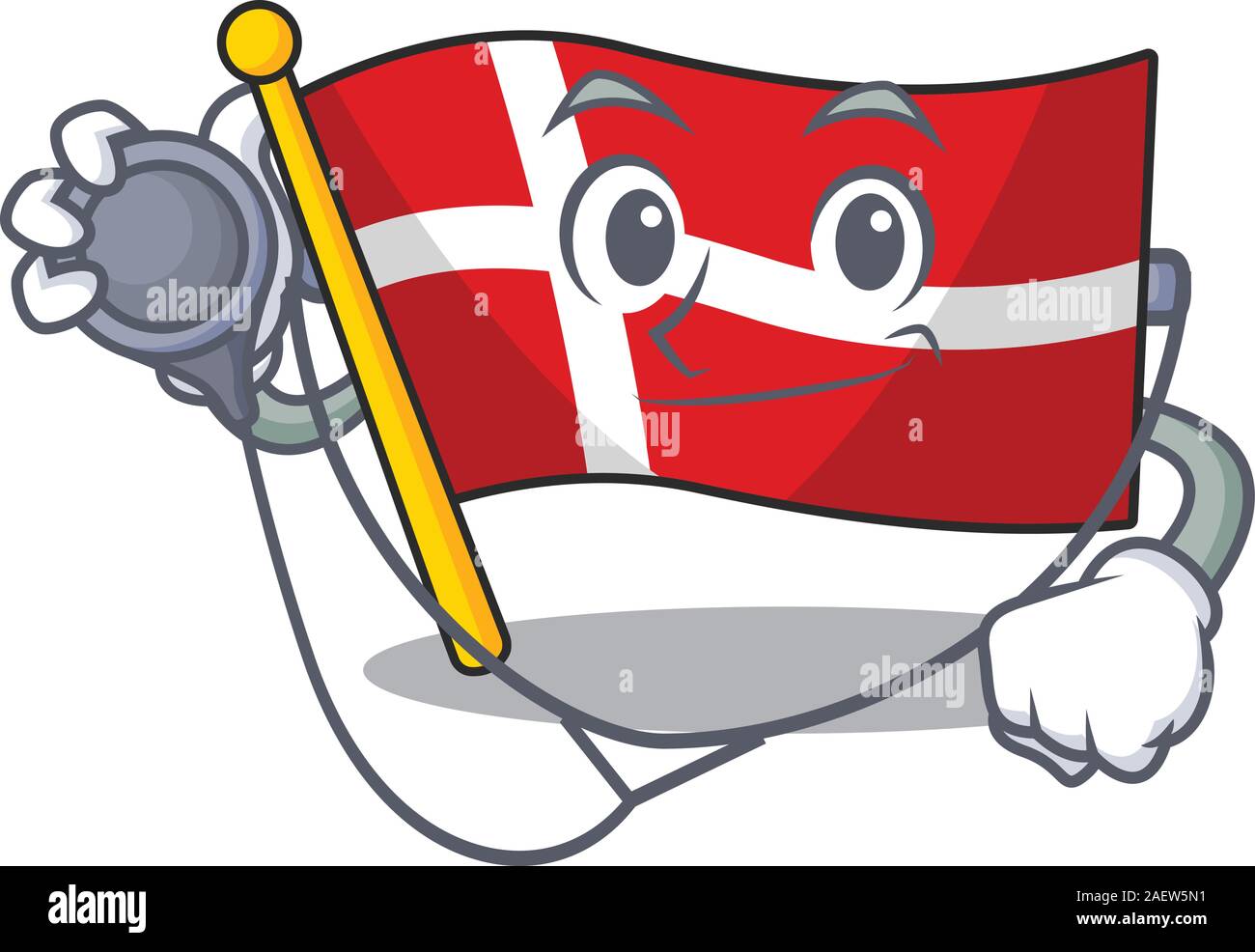 Flag denmark cartoon mascot style in a Doctor costume with tools Stock ...
