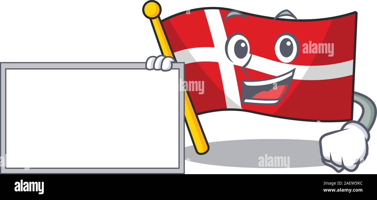 Flag denmark with board cartoon Character design style Stock Vector ...