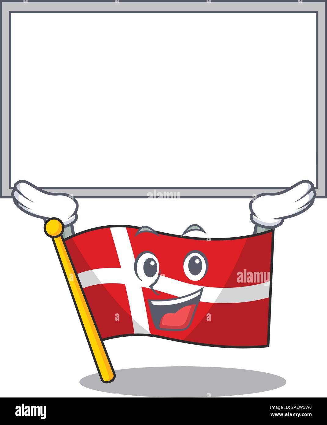 cute cartoon character flag denmark raised up board Stock Vector Image ...