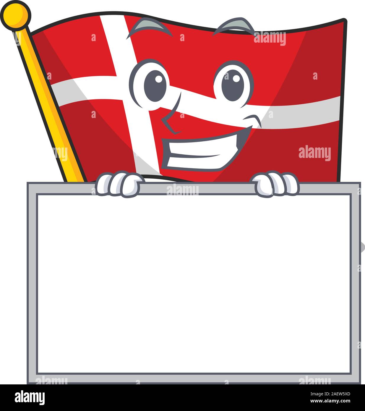 Grinning with board flag denmark cartoon character style Stock Vector ...