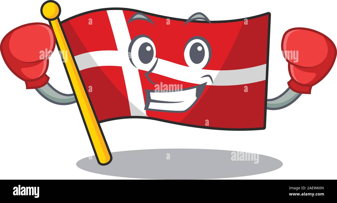 Funny Boxing flag denmark cartoon character style Stock Vector Image ...