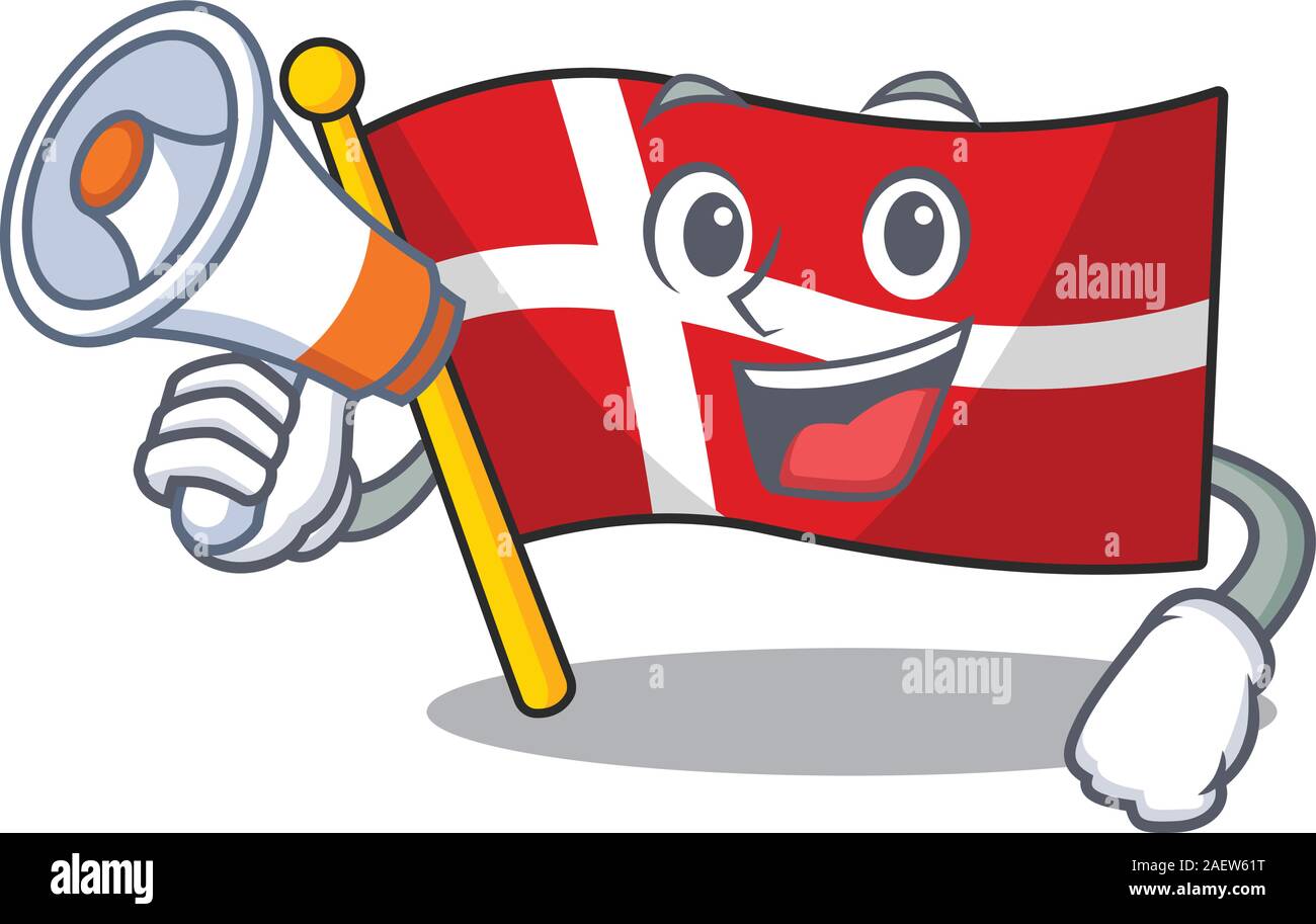 Funny cartoon style of flag denmark with megaphone Stock Vector Image ...