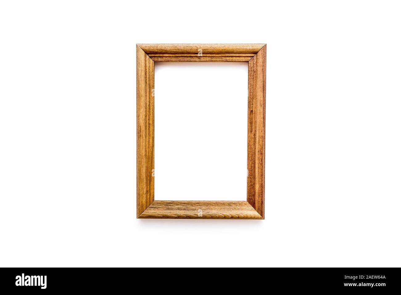 Simple wooden closeup vertical photo frame with soft shadows isolated ...
