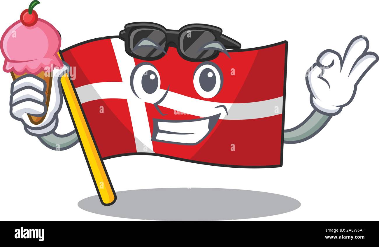 cartoon Mascot featuring flag denmark with ice cream Stock Vector Image ...