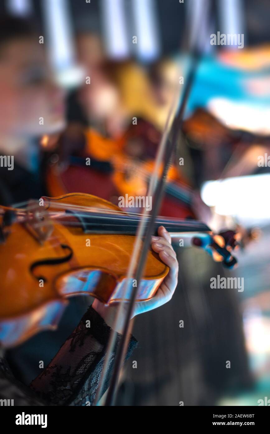 Violin at the concert. Close-up Stock Photo - Alamy