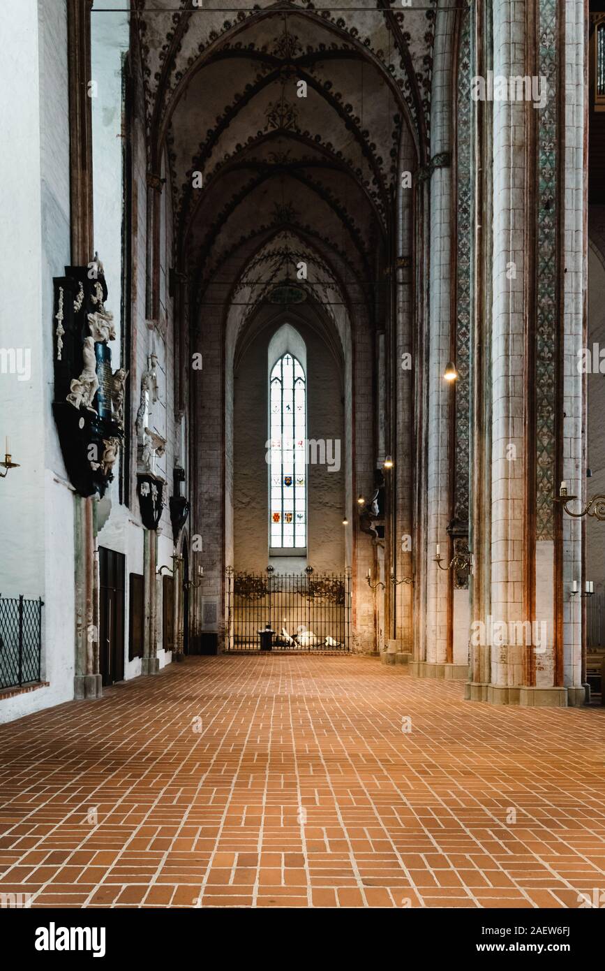 Lubeck, Germany - August 3, 2019: Interior view of St. Mary Church in ...