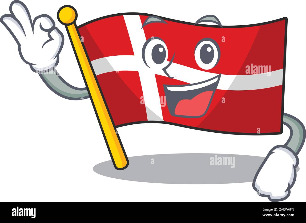 Sweet flag denmark cartoon character making an Okay gesture Stock ...