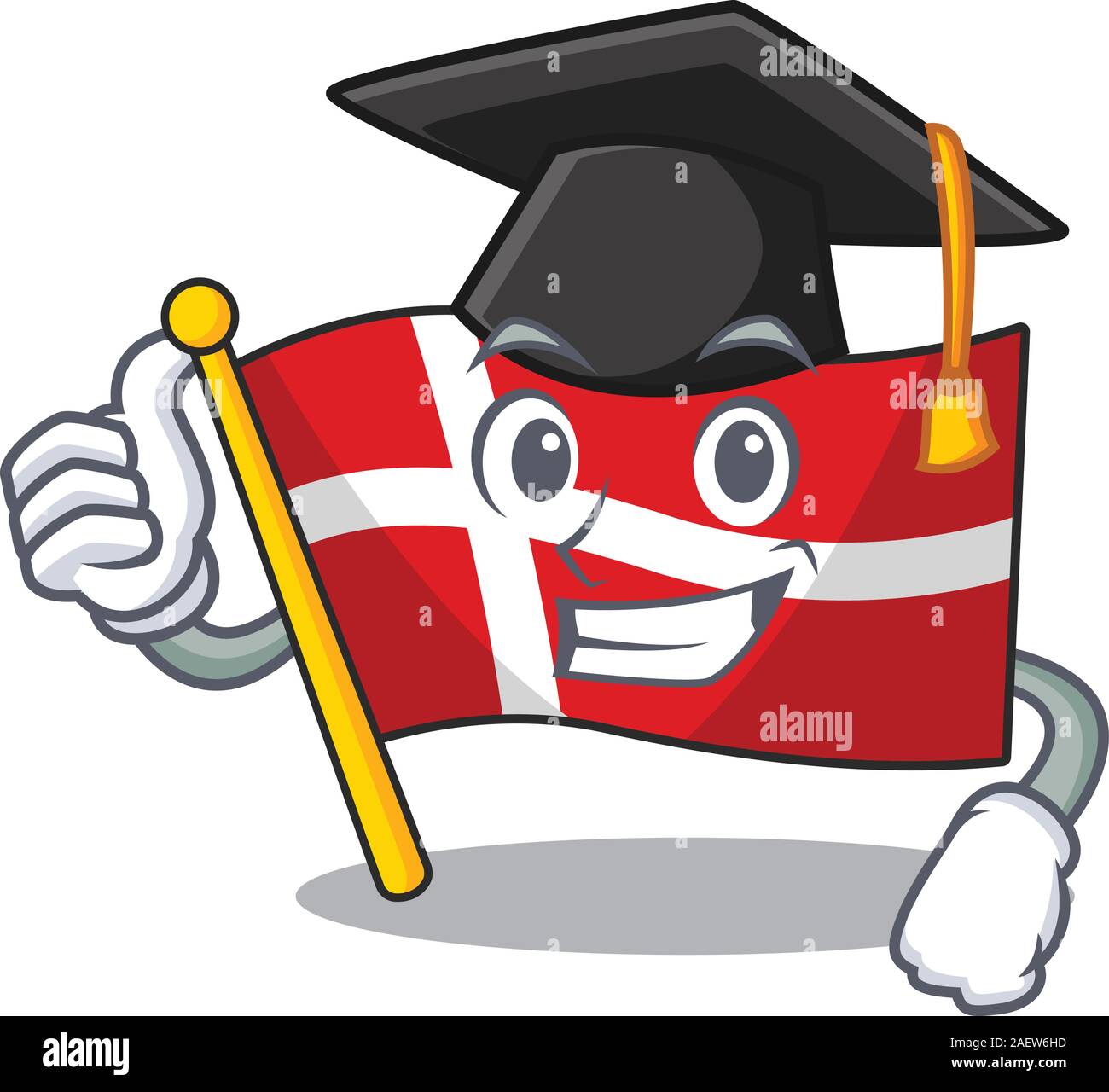 happy flag denmark wearing a black Graduation hat Stock Vector Image ...