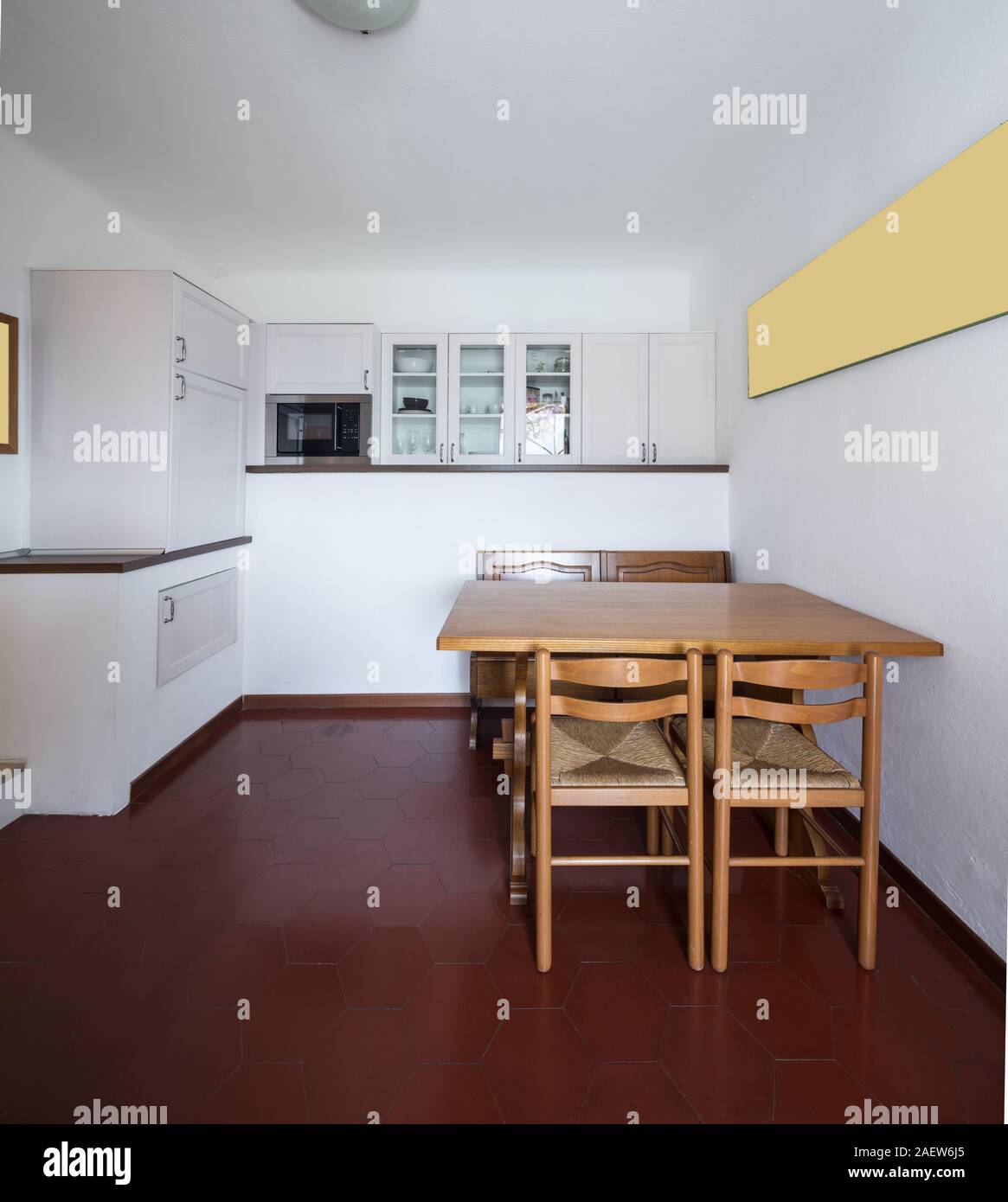 Kitchen of a small intimate and very cozy apartment. Nobody inside ...