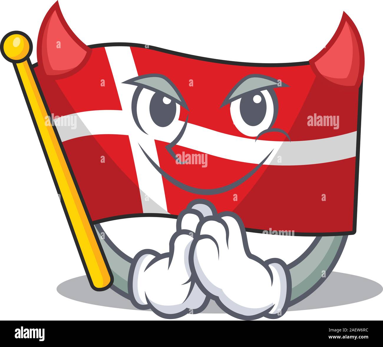Cartoon character of flag denmark on a Devil gesture design Stock ...