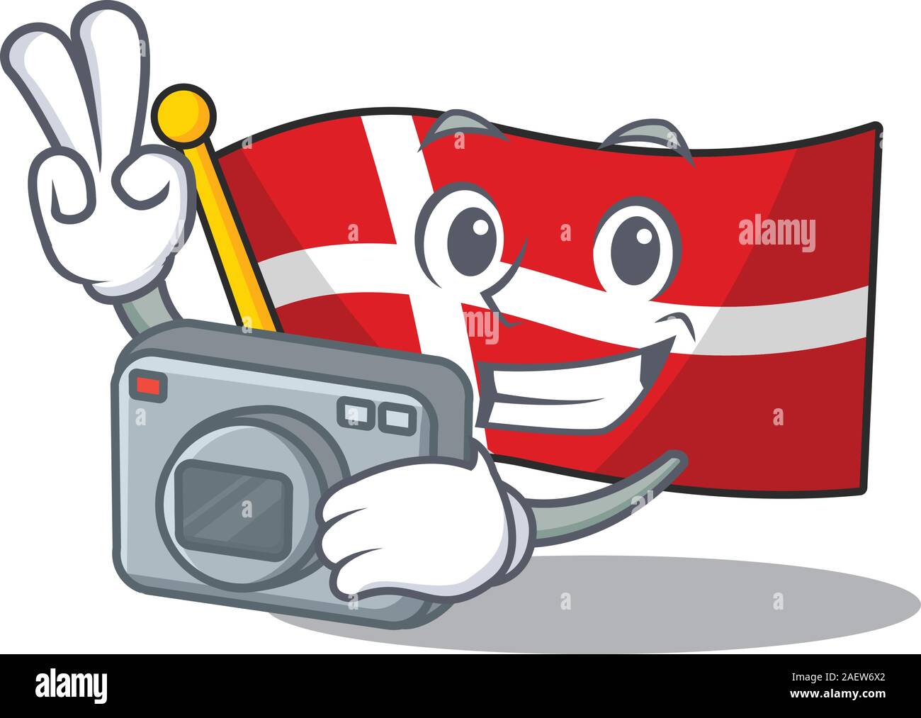 a professional Photographer flag denmark cartoon character with a ...