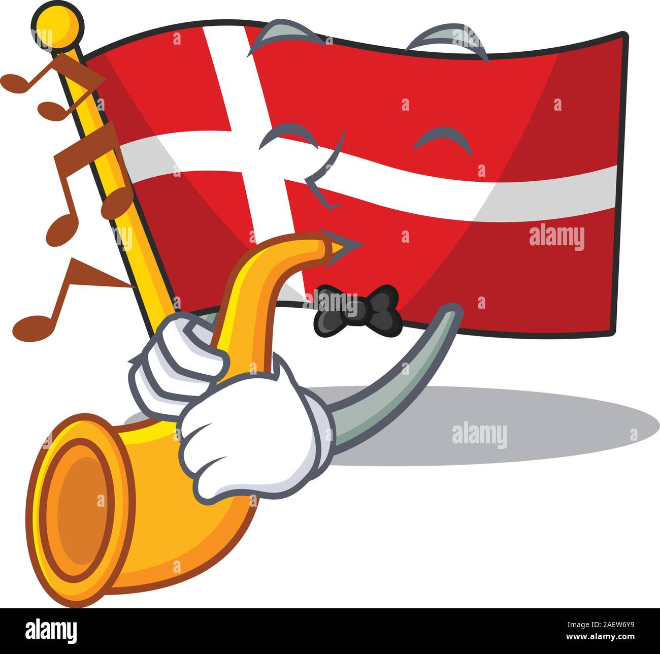 Supper cool flag denmark cartoon character performance with trumpet ...