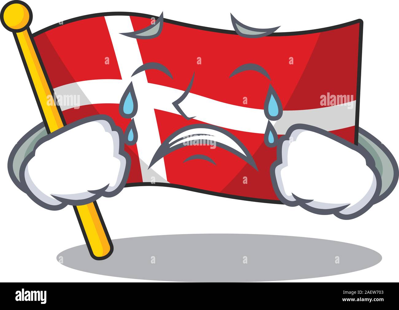 Sad Crying flag denmark mascot cartoon style Stock Vector Image & Art ...