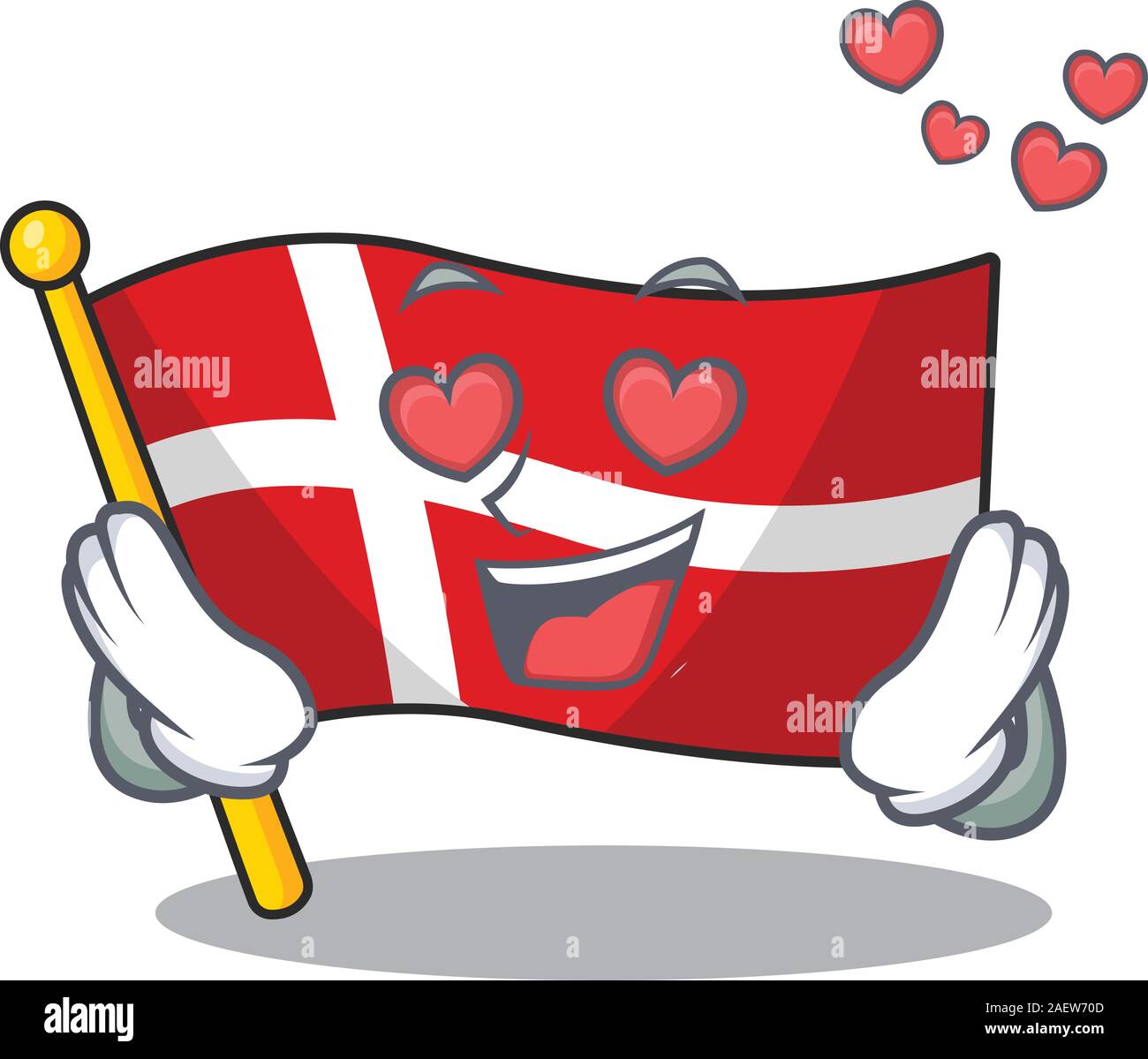 falling In love Happy cute flag denmark cartoon design Stock Vector ...