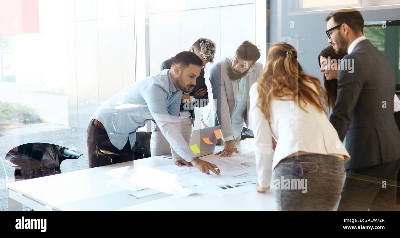 Perspective businesspeople having meeting in conference room Stock ...