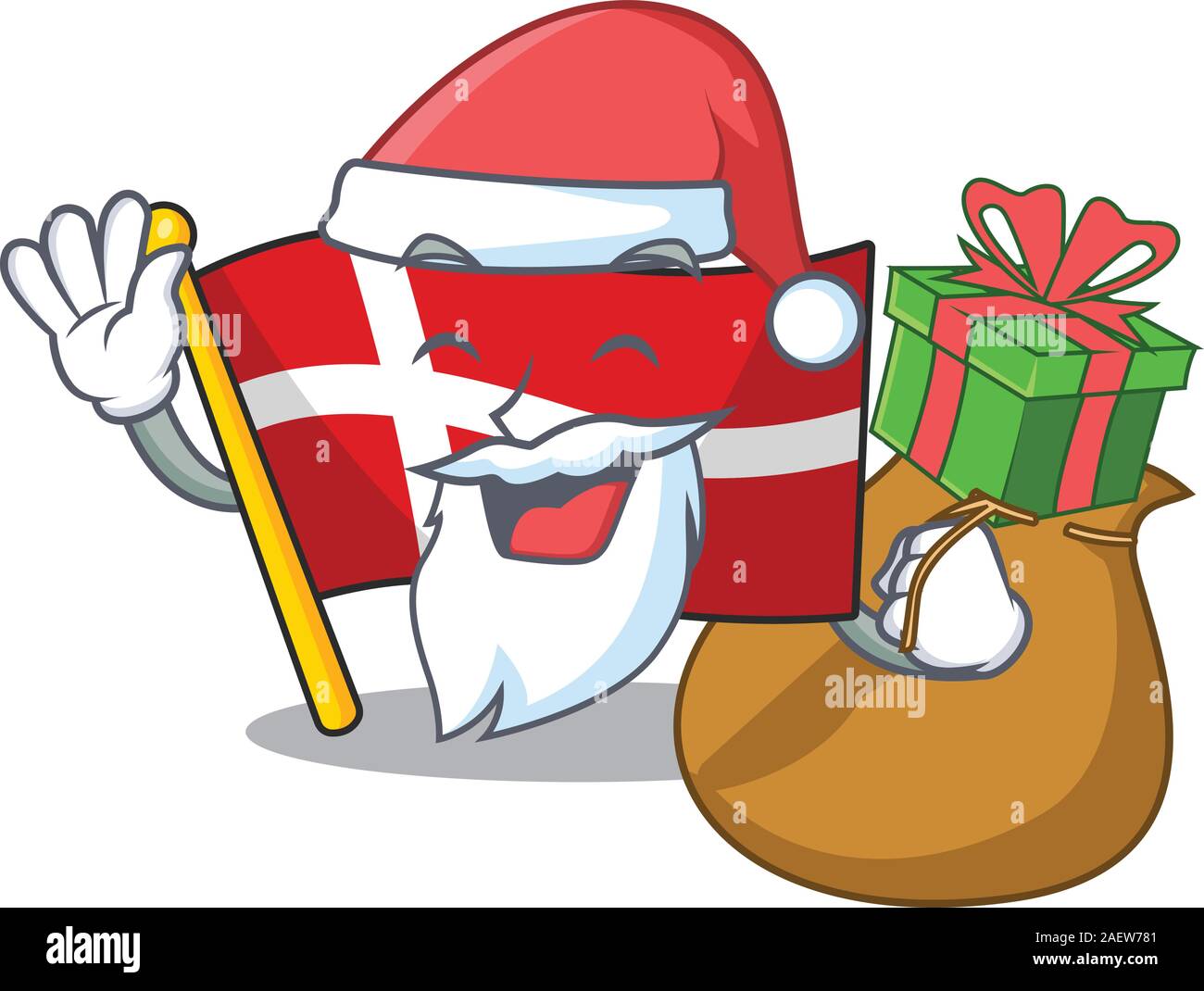 Santa with gift flag denmark Cartoon character design Stock Vector ...