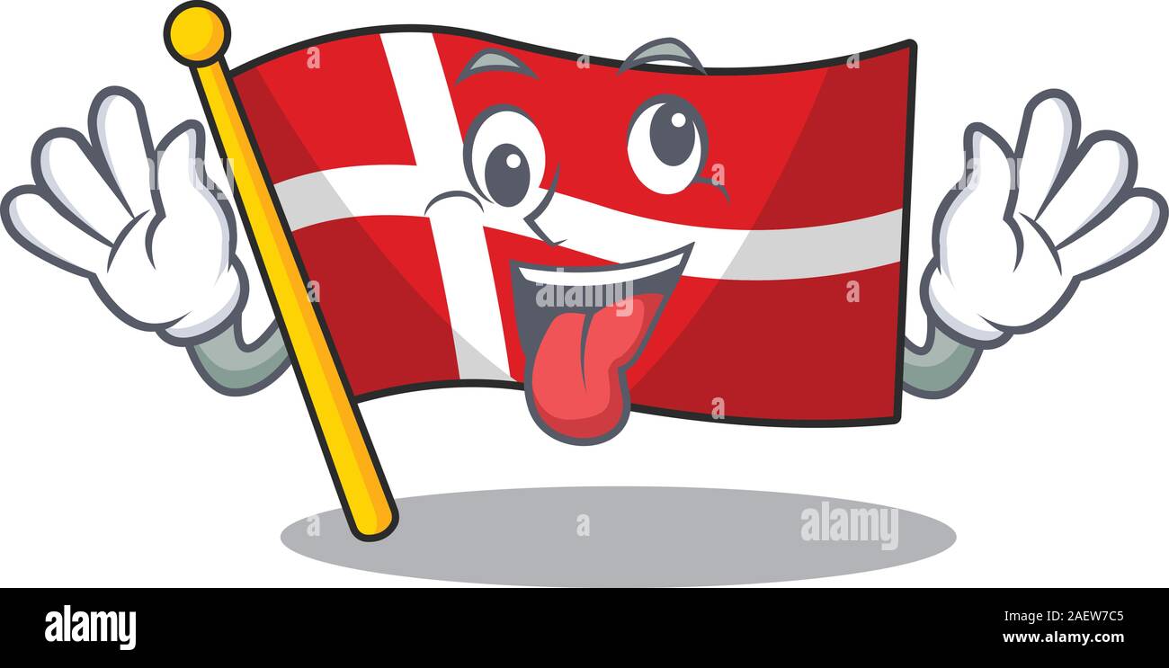 Mascot illustration of crazy expression flag denmark Cartoon character ...