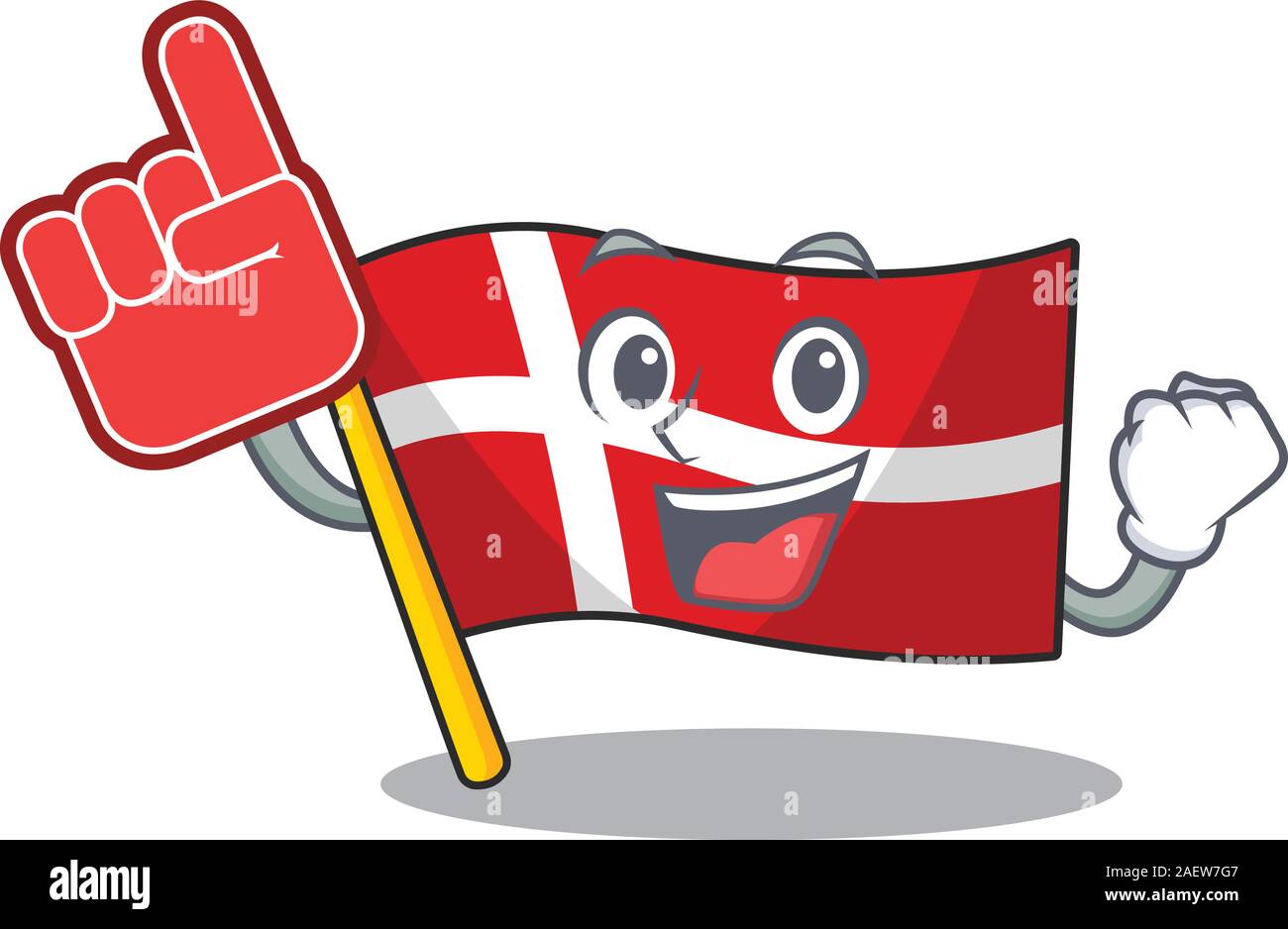 Foam finger flag denmark on mascot cartoon style Stock Vector Image ...