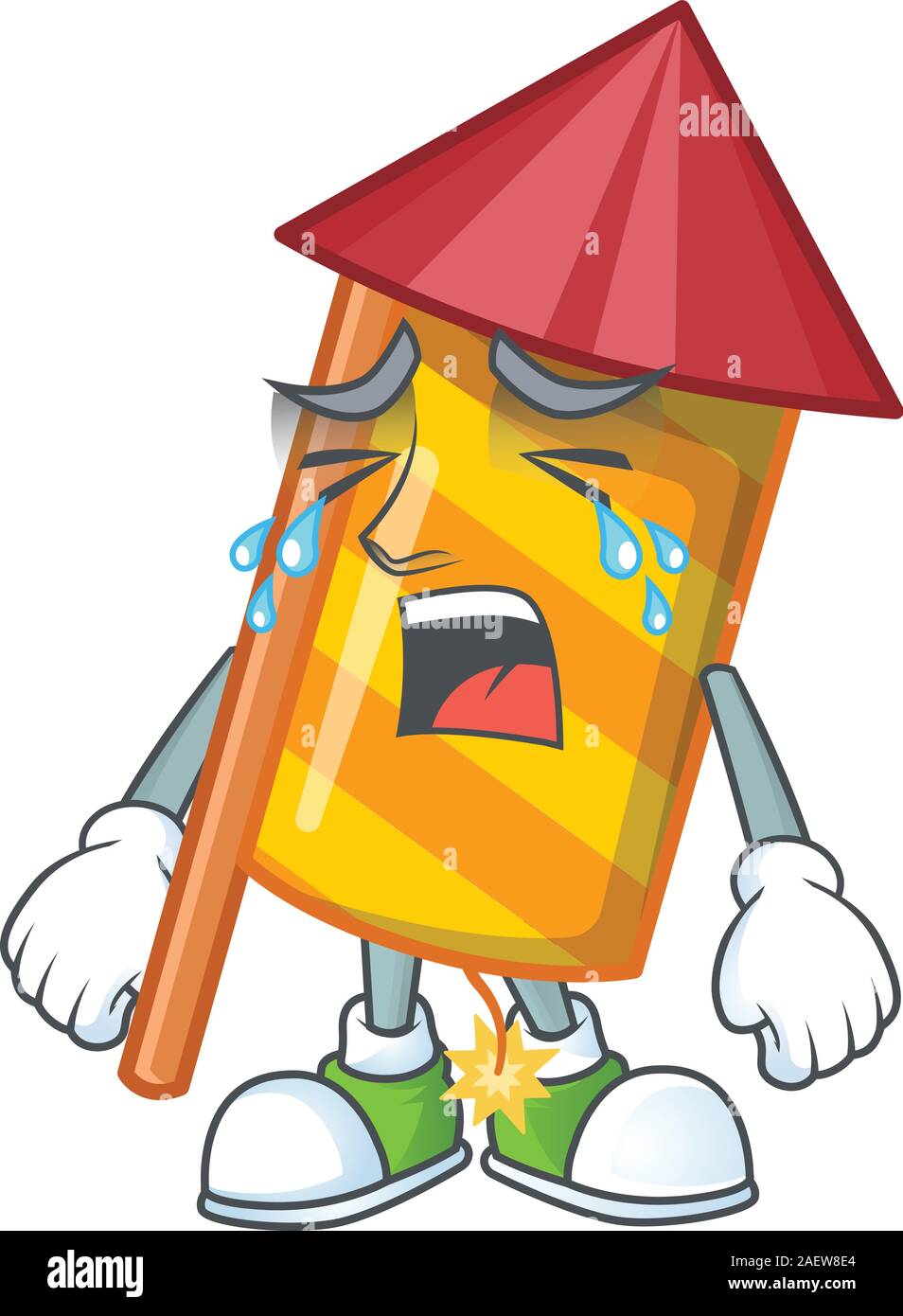 Sad Crying yellow stripes fireworks rocket cartoon character design ...