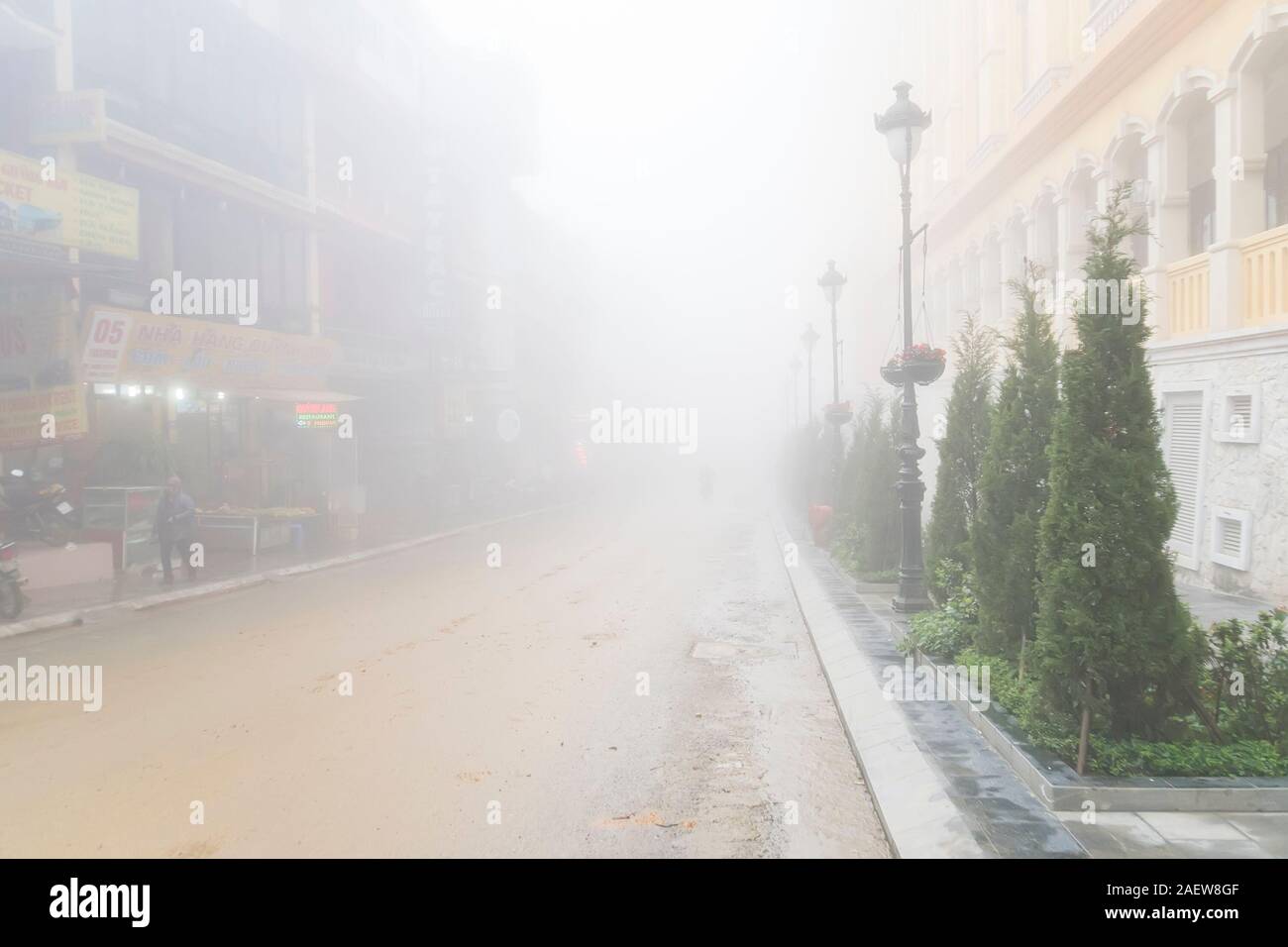 Beautiful city view of sapa city with fog in morning, Sapa, vietnam, 11 ...