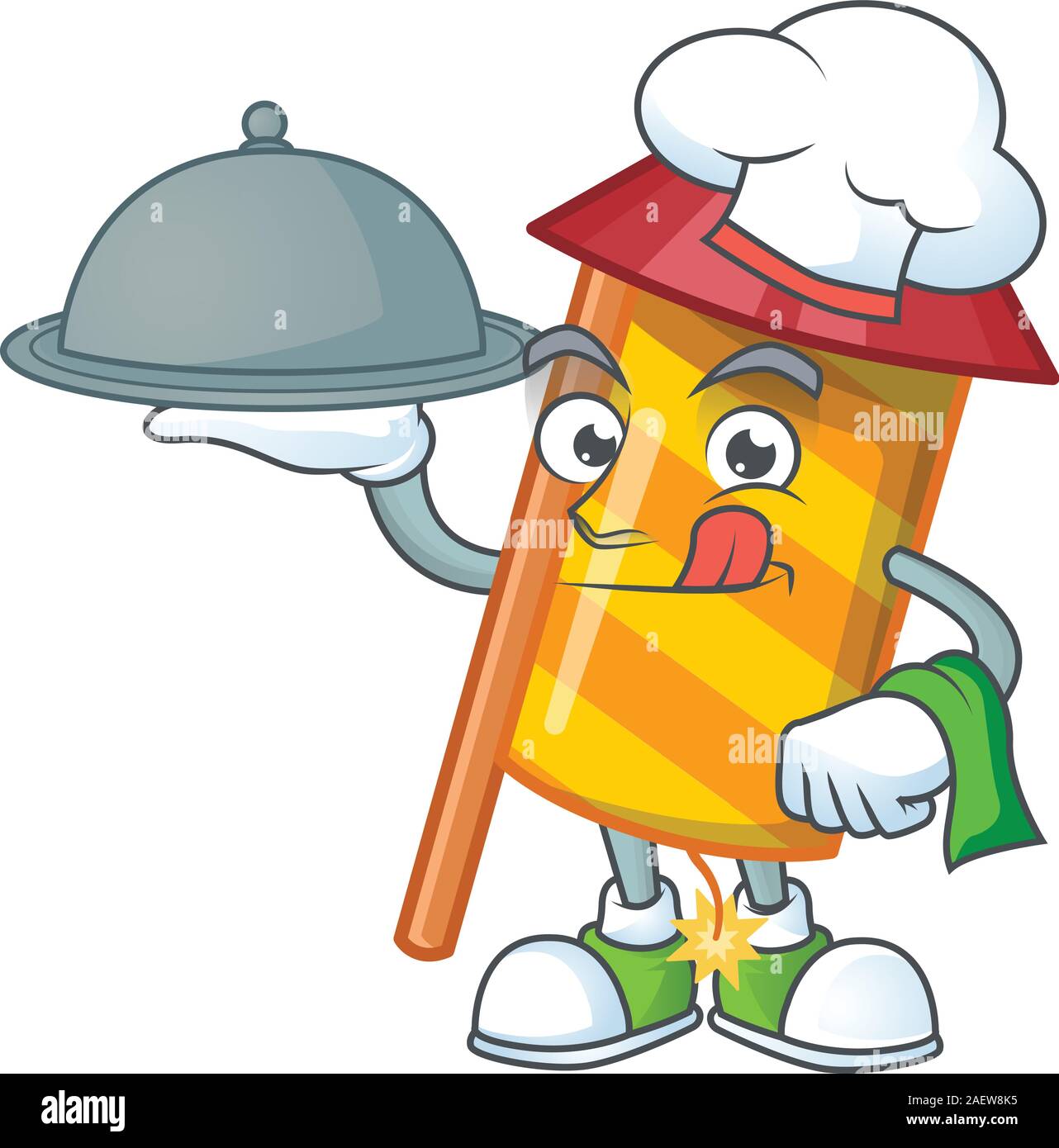 smiling yellow stripes fireworks rocket as a Chef with food cartoon ...