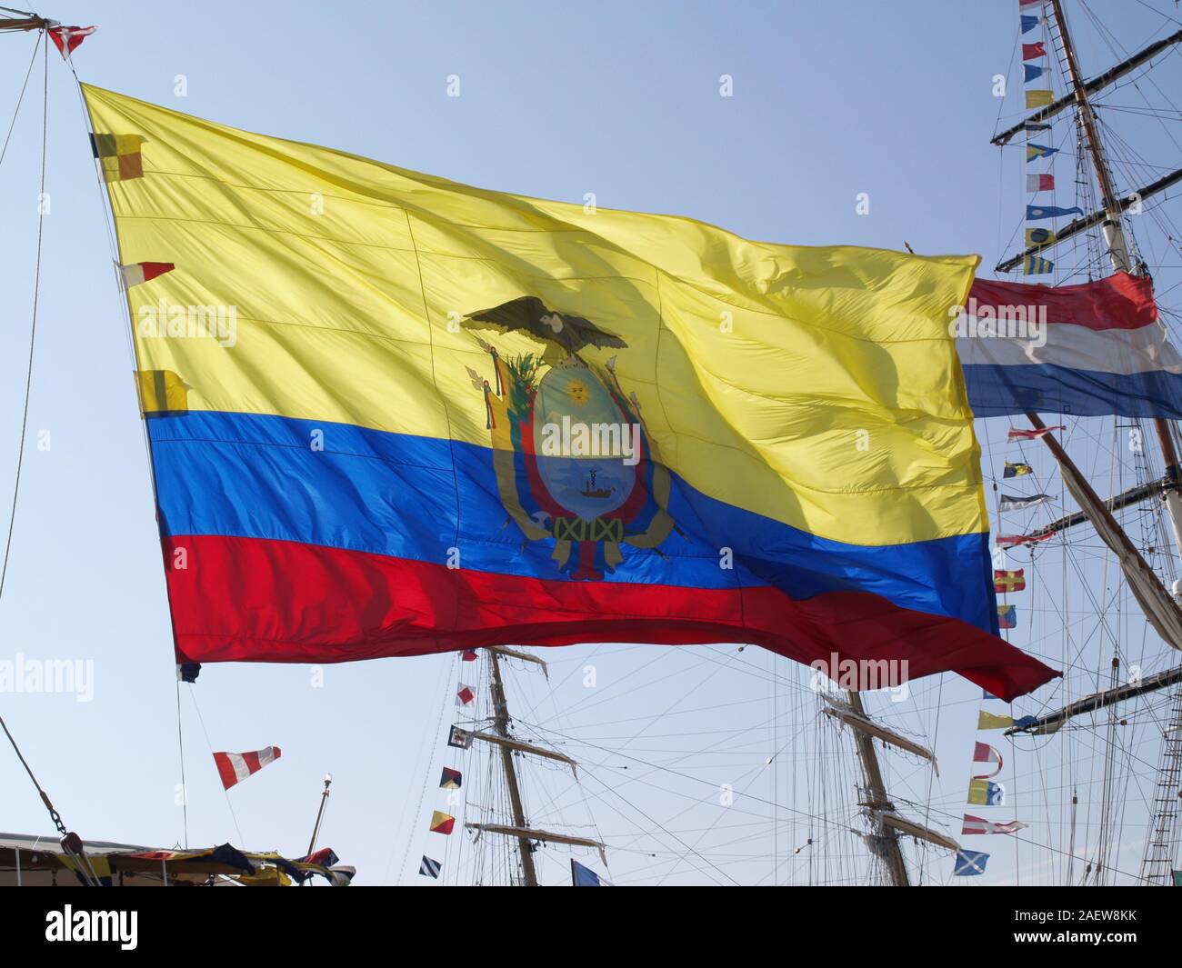 Flag of the Ecuadorian sailboat guayas during tallship inToulon Stock ...